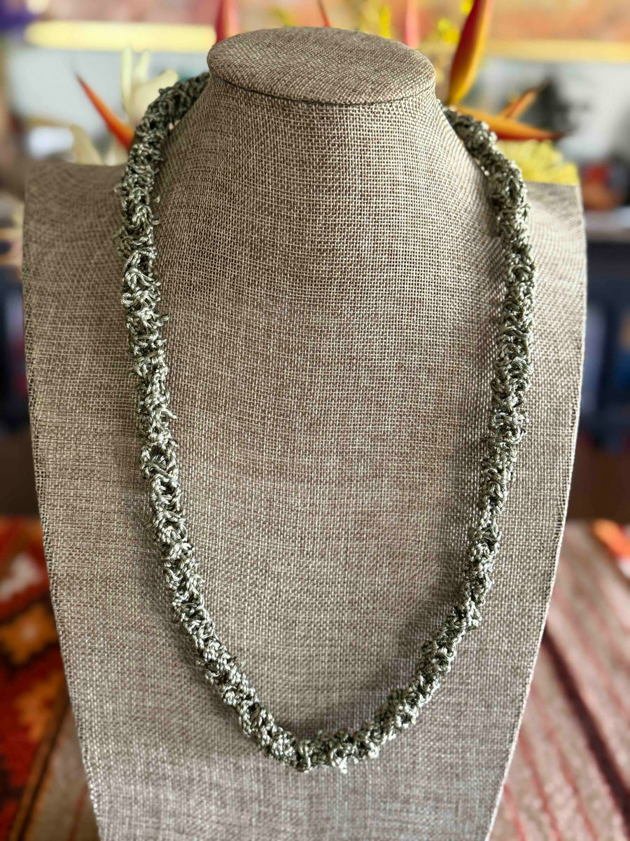 Japanese Metallic Green Fiber Necklace- 33" (Edo Yatsu Spirals ...